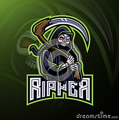 Skull Ripper Logo Mascot Design Cartoon Vector | CartoonDealer.com ...