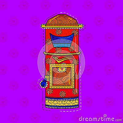 Illustration Of Desi Indian Art Style Indian Letter Box. Stock Photo ...