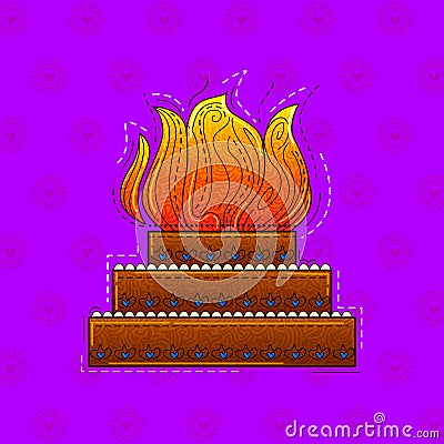Illustration Of Desi Indian Art Style Hindu Fire Ritual. Stock Photo ...