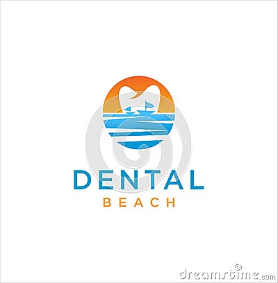 Tooth Dentist Dental Beach Logo Design .Modern Teeth Dental Care On The ...