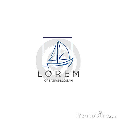 Boat Logo Mono Line Design Inspiration Stock . Simple Ship Logo Line ...