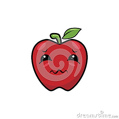 Illustration Graphic Vector Of Red Apple With Sad Expression, Crying ...
