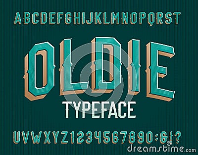 Oldie Alphabet Font. Retro Letters And Numbers. Vector Illustration ...