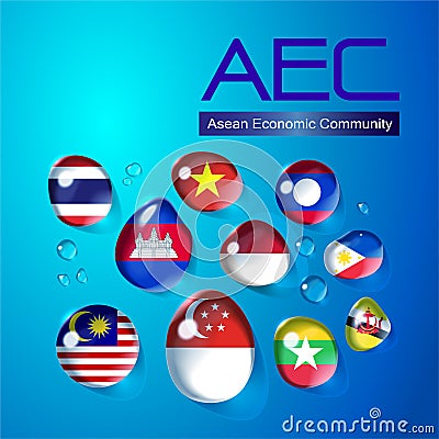 AEC Asean Economic Community Flag Water Drop Symbols , Flag Of ASEAN ...