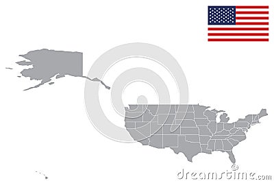 Usa Mercator Map With Flag. Cartoon Vector | CartoonDealer.com #177040687