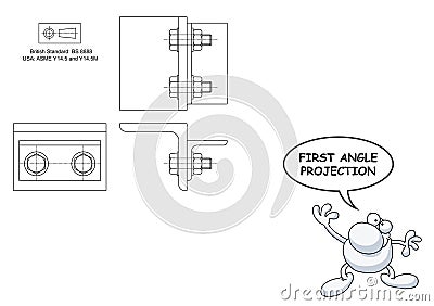 First, 1, St, Angle, Projection, Orthographic, View, Technical ...