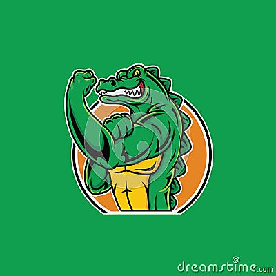 Modern Green Aligator Muscle Mascot Logo Illustration | CartoonDealer ...