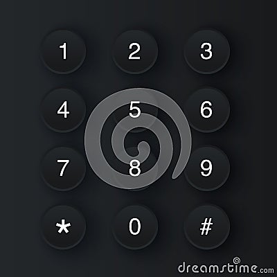 Modern 3D Dial Pad Darkmode Design Vector Illustration | CartoonDealer ...