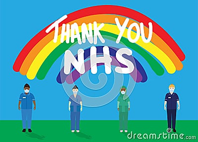 Thank You NHS Rainbow Vector With NHS Worker Characters | CartoonDealer ...