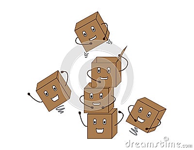 Brown Happy Cartoon Boxes Vector Illustration | CartoonDealer.com ...