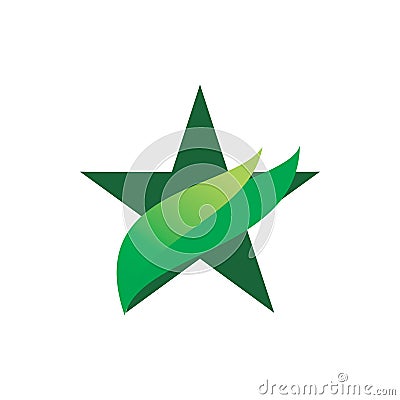 Green Star Leaf Logo Design Cartoon Vector | CartoonDealer.com #185569131