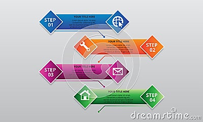Infographic Vector Box Shape Design With Icons And 4 Options Or Steps ...