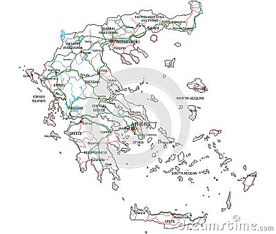 Greece Road And Highway Map. Vector Illustration | CartoonDealer.com ...