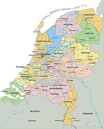Netherlands - Highly Detailed Editable Political Map With Separated ...