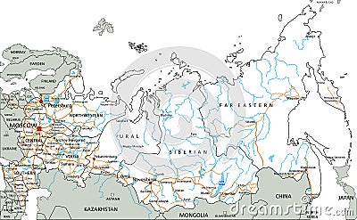 High Detailed Russia Road Map With Labeling. Vector Illustration ...