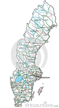 Sweden Road And Highway Map. Cartoon Vector | CartoonDealer.com #186704507