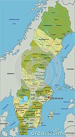 Highly Detailed Editable Political Map With Separated Layers. Sweden ...