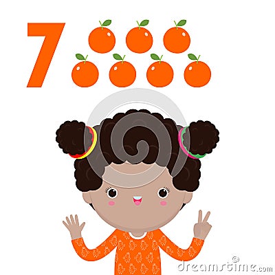 Happy Children With Hand Showing The Number Seven, Cute Kids Showing ...