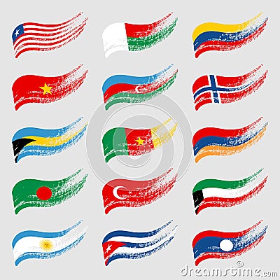 Hand-drawn Flags Of The World On Light Background. Cartoon Vector ...