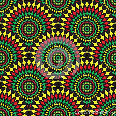 Seamless African Circles Design In Reggae Colors Vector Illustration ...