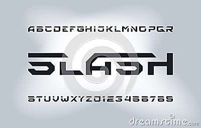 Slash Alphabet Font. Geometric Letters And Numbers. Vector Illustration ...