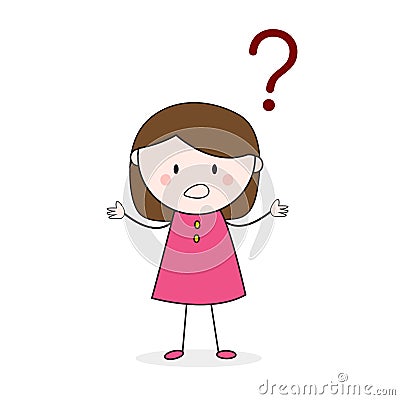 Doodle Stick Figure Girl Confused Cartoon Vector | CartoonDealer.com ...