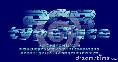 PCB Alphabet Font. Uppercase And Lowercase Letters And Numbers. Vector ...