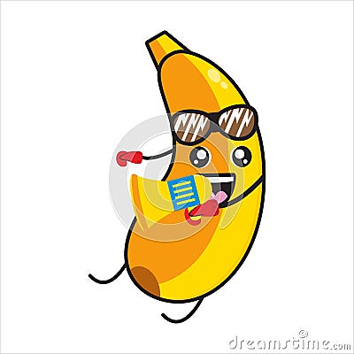 Illustration Of Banana Mascot With Cute Toa Cartoon Vector ...