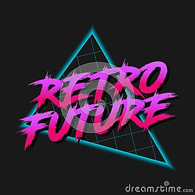 Retro Future Logo 80`s Style Vector Art | Glow Neon Magenta Gradient ...