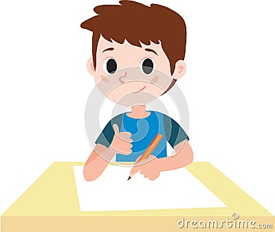 Boy Who Is Good At Cartooning Gives A Sign Vector Illustration ...