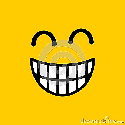 Smile Icon. Face Smiling Logo On Yellow Background. Cartoon Vector ...
