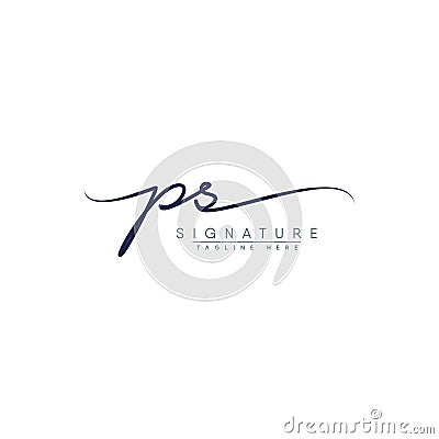 Initial Letter PS Logo - Hand Drawn Signature Cartoon Vector ...