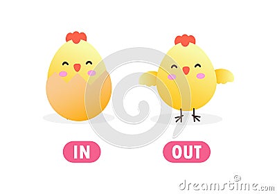Opposite In And Out Words Antonym For Children With Cartoon Characters ...