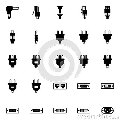 Glyph Icons For Connectors And Cables. Cartoon Vector | CartoonDealer ...
