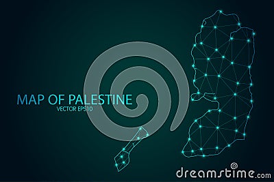 Map Of Palestine - With Glowing Point And Lines Scales On The Dark ...
