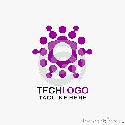 Round Tech Logo Design Vector Illustration | CartoonDealer.com #215188700