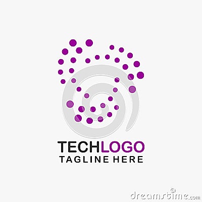 Round Tech Logo Design Vector Illustration | CartoonDealer.com #215188708