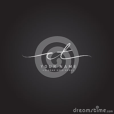 Initial Letter CT Logo - Handwritten Signature Logo Cartoon Vector ...