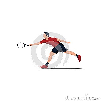 Sport Man Swing His Tennis Racket Horizontally To Reach The Ball ...