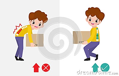Correct Lifting Posture And Incorrect Man Lift Wrong And Right Position ...