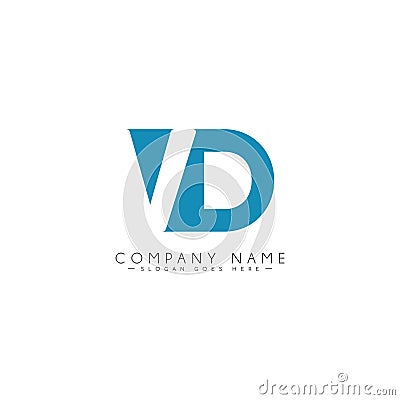 Initial Letter VD Logo - Minimal Business Style Logo Cartoon Vector ...