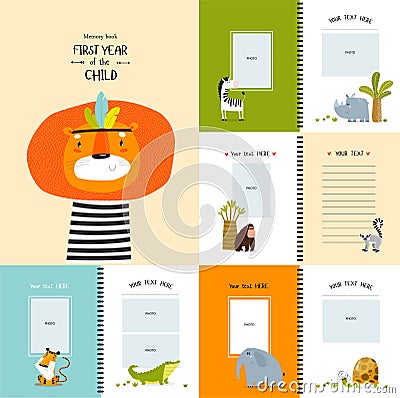 Print. Memory Book. Photobook For Children. Cartoon Vector ...