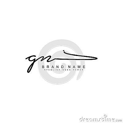 Initial Letter GN Logo - Hand Drawn Signature Logo Vector Illustration ...