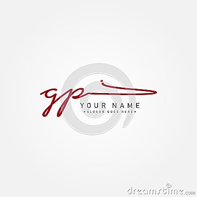 Initial Letter GP Logo - Hand Drawn Signature Style Logo Cartoon Vector ...