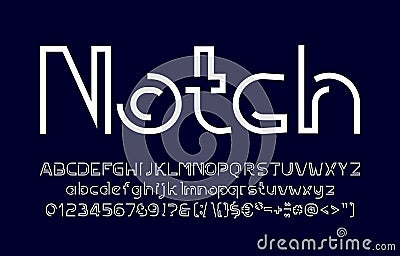 Notch Alphabet Font. Minimalistic Letters, Numbers And Symbols For Logo ...