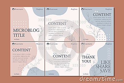 Microblog Carousel Slides Template 3 Cartoon Vector | CartoonDealer.com ...