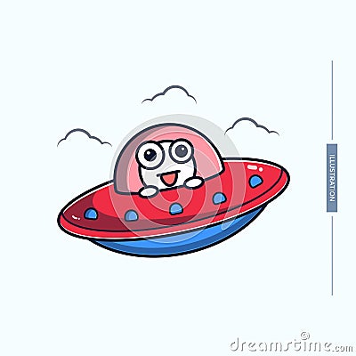 Cute Illustration Of Ufo Character.space Concept,vector Eps 10 ...