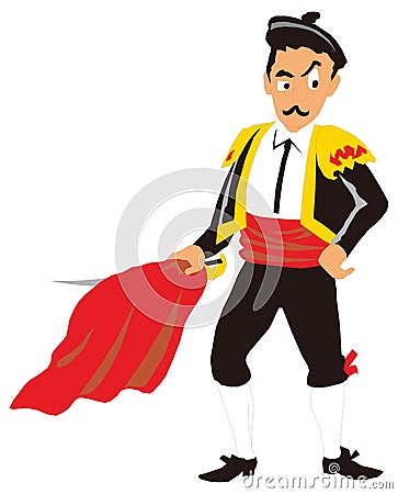 Matador Man Bull Fight Man Mexico Character Traditional Clothing Vector ...