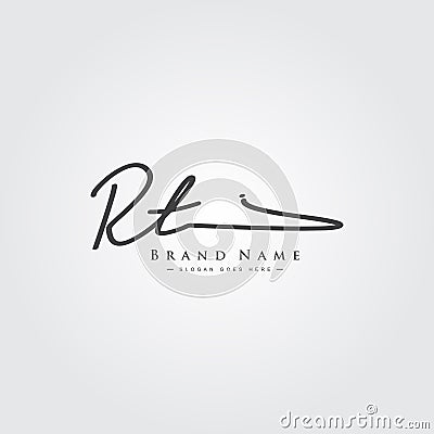 Initial Letter RT Logo - Handwritten Signature Logo For Alphabet R And ...