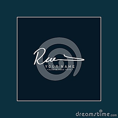 Initial Letter RW Logo - Handwritten Signature Style Logo Vector ...
